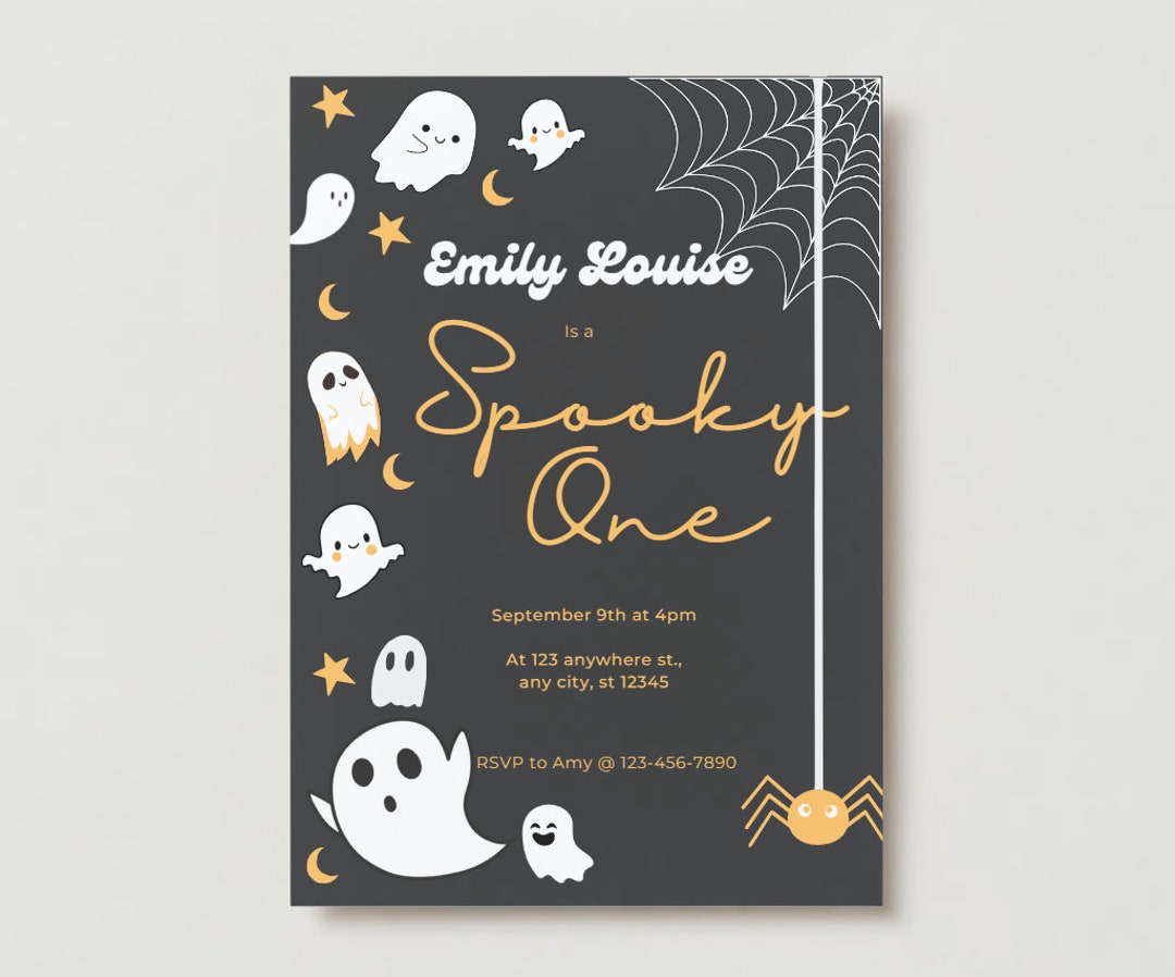 First Spooky Birthday Invitation, Halloween Birthday Invitation, Spooky ...