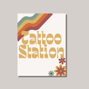 Printable Groovy Tattoo Station Birthday Party Sign Boho Retro Groovy ...