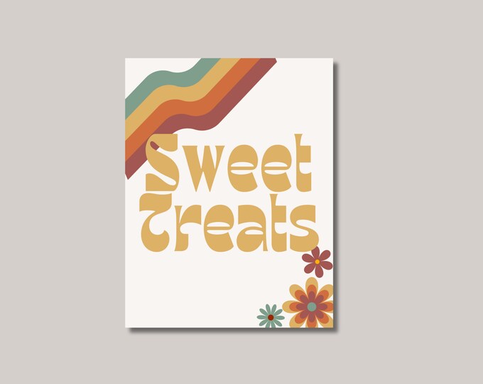Printable Groovy Sweet Treats Birthday Party Sign Boho Retro Groovy ...