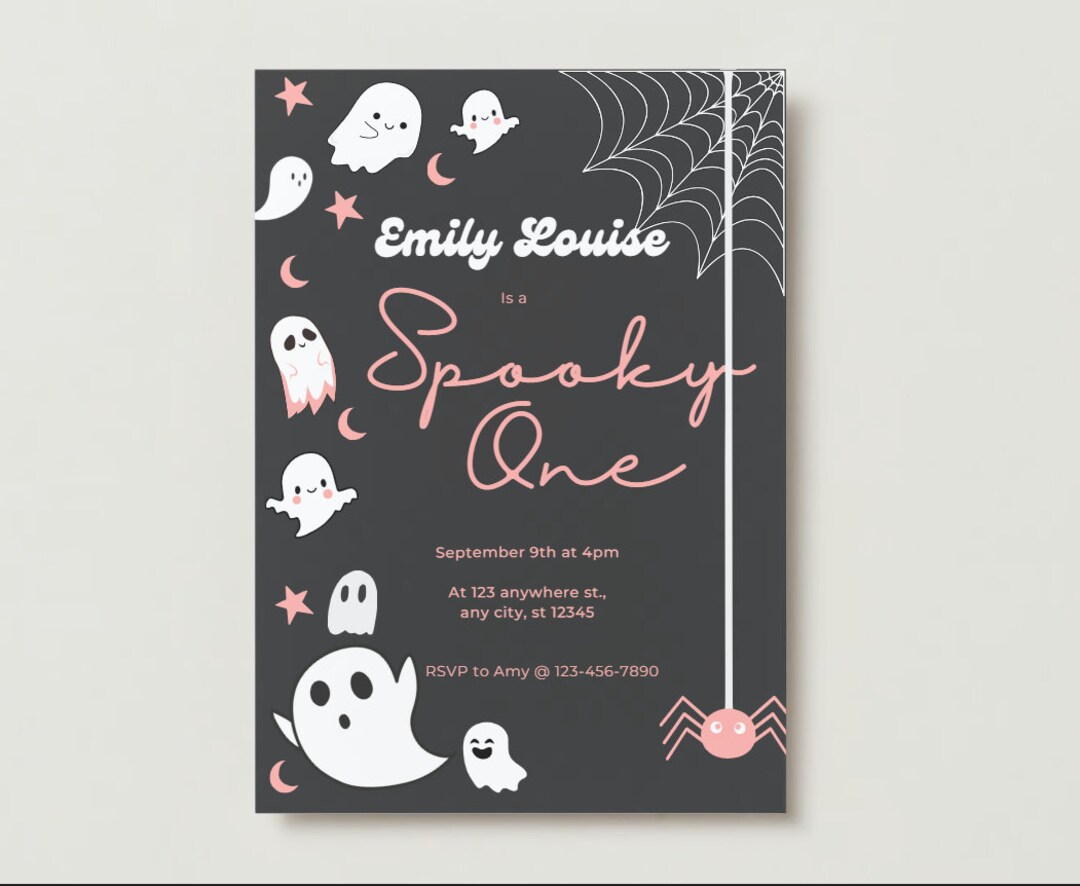 First Spooky Birthday Invitation, Halloween Birthday Invitation, Spooky ...