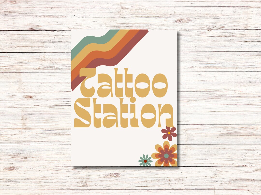 Printable Groovy Tattoo Station Birthday Party Sign Boho Retro - Etsy