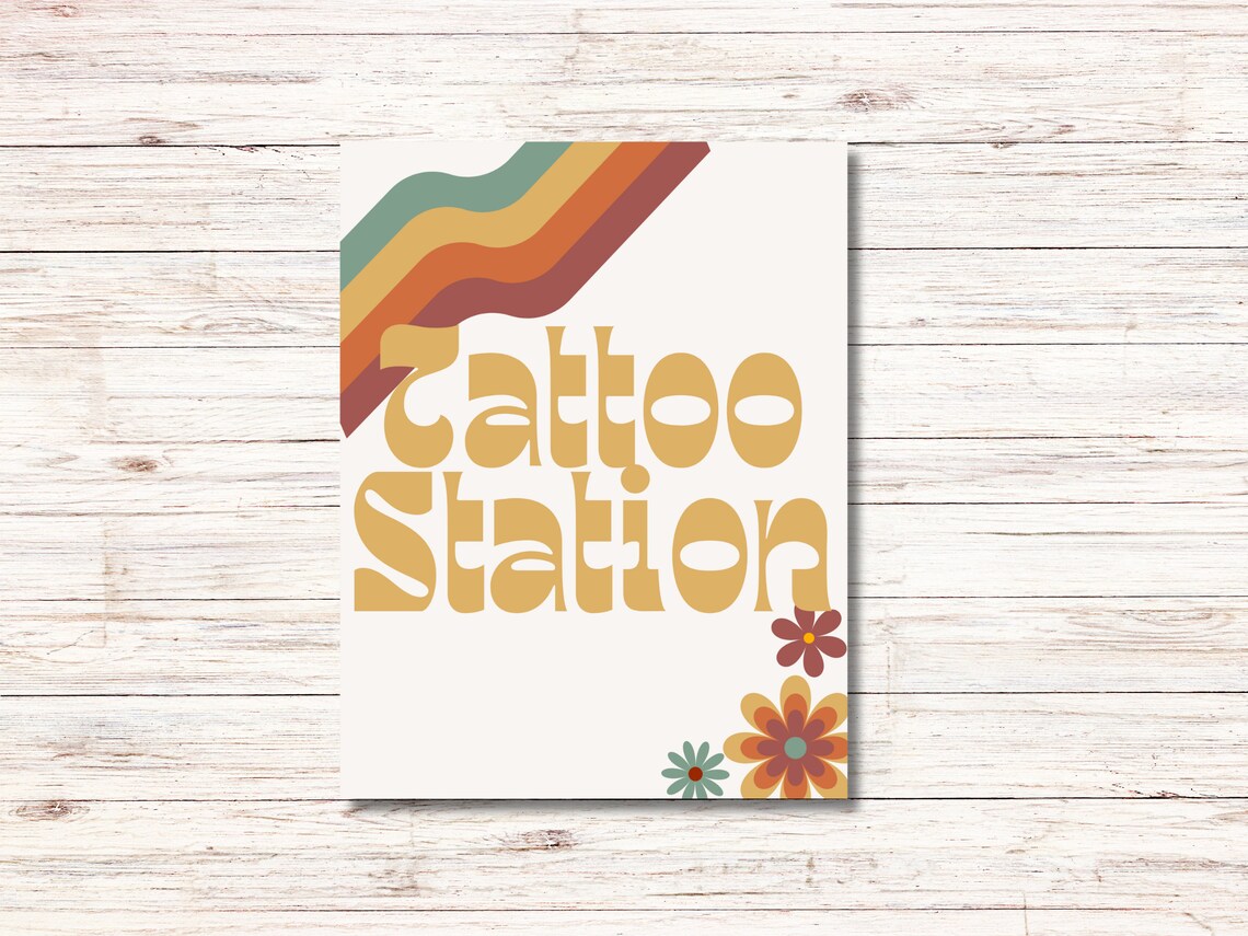 Printable Groovy Tattoo Station Birthday Party Sign Boho Retro - Etsy