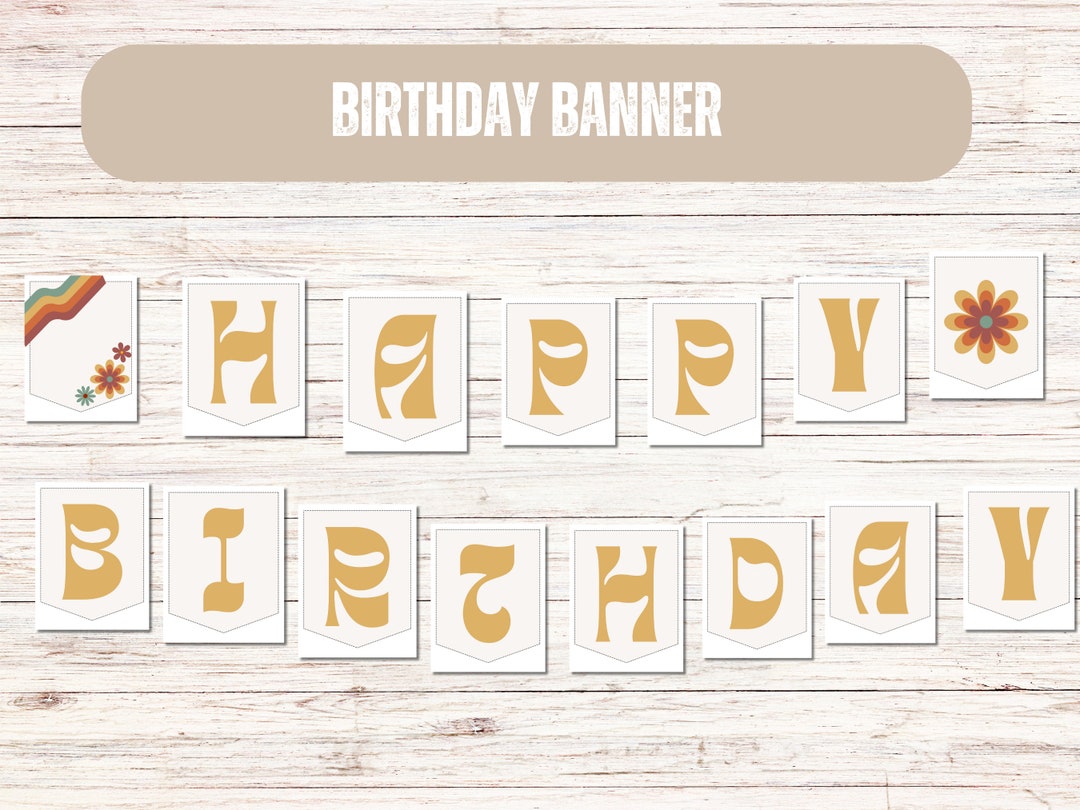 Printable Groovy One 1st Birthday Party Banner Boho Retro Groovy Hippie ...