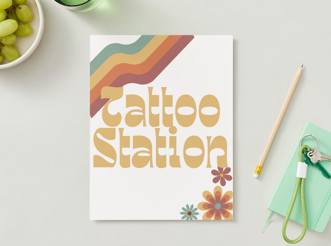 Printable Groovy Tattoo Station Birthday Party Sign Boho Retro Groovy ...