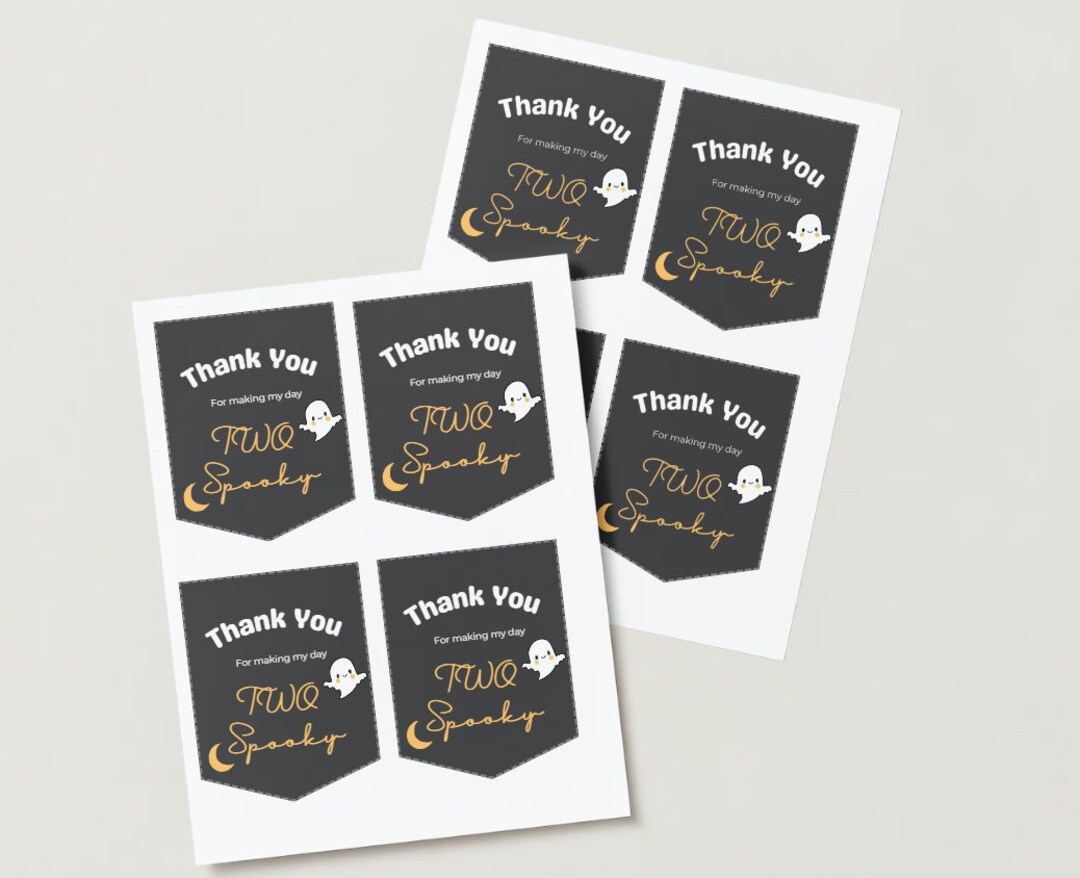 Two Spooky Birthday Thank You Tags, Halloween Birthday, Spooky Birthday ...