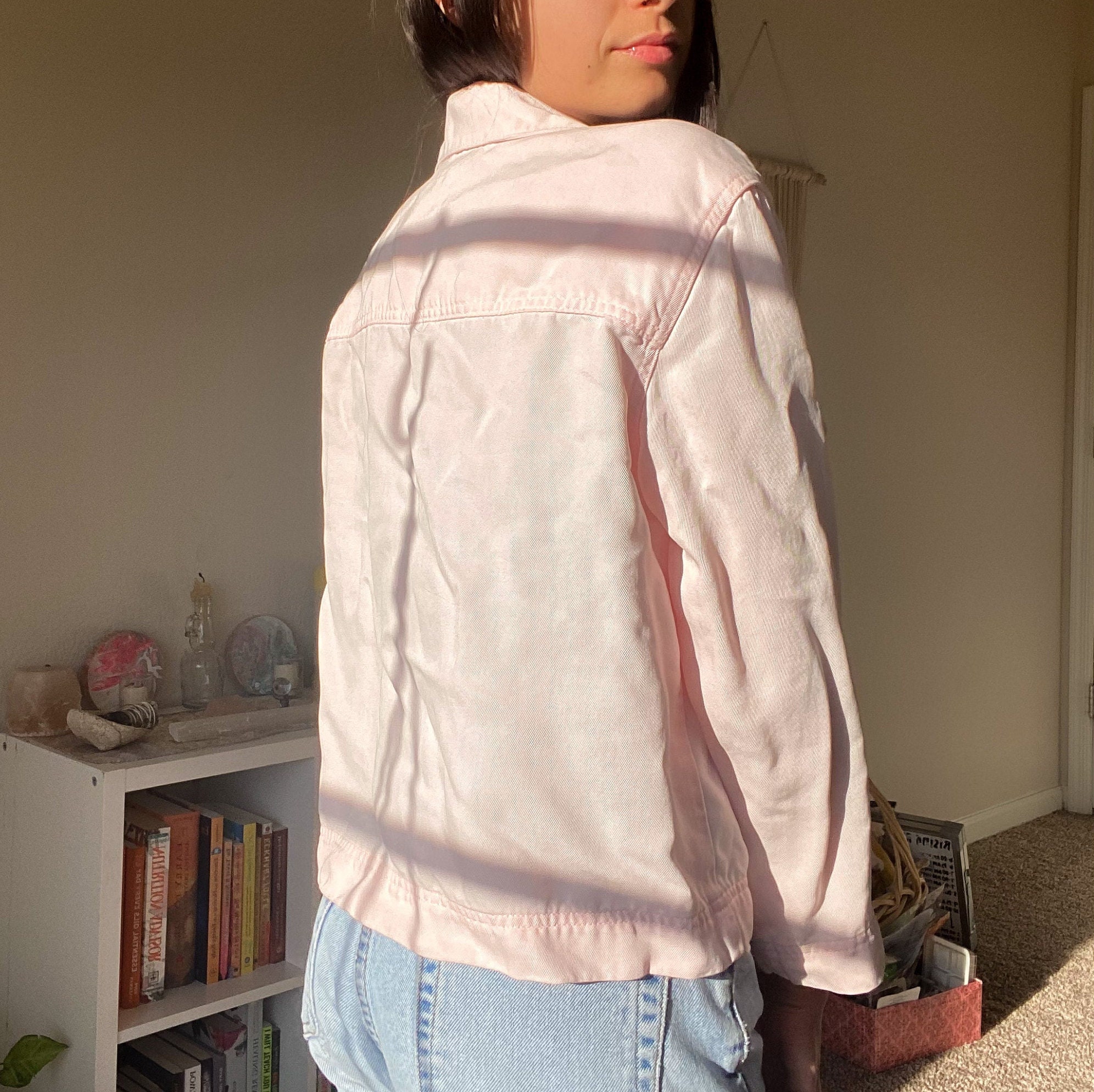 Vintage 90s Baby Pink Crop Jacket - Etsy