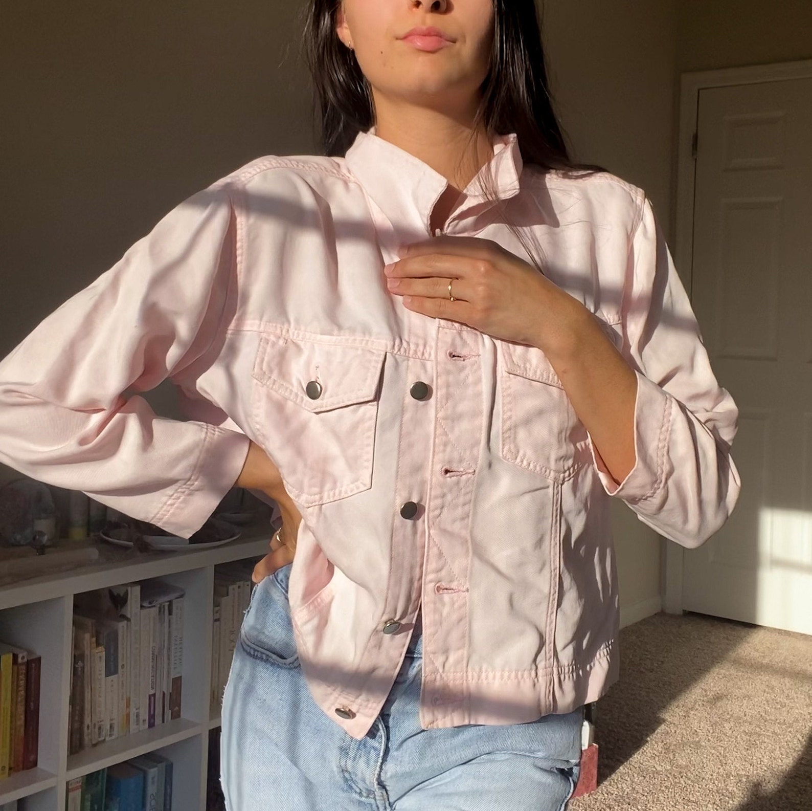 Vintage 90s Baby Pink Crop Jacket - Etsy