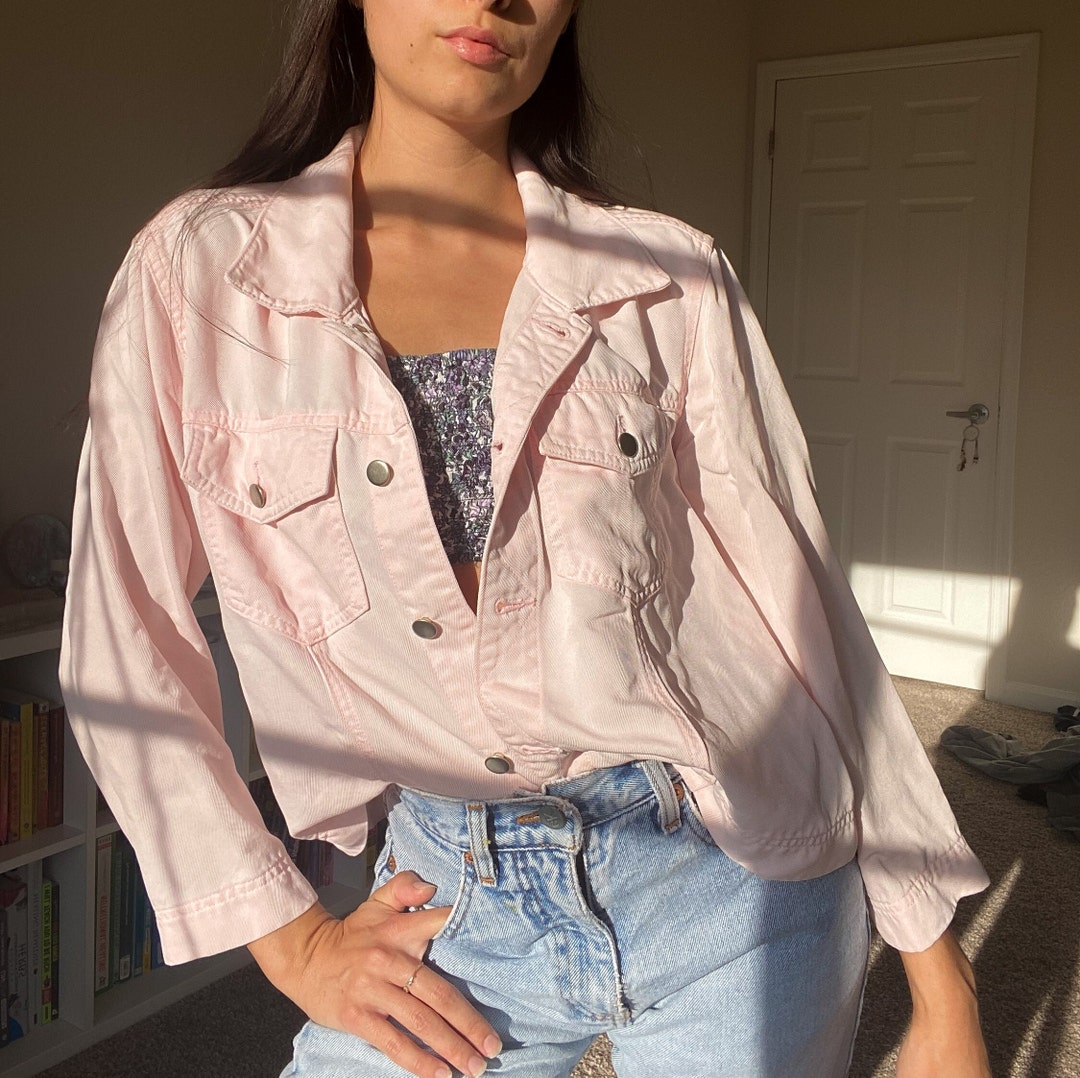 Vintage 90s Baby Pink Crop Jacket - Etsy