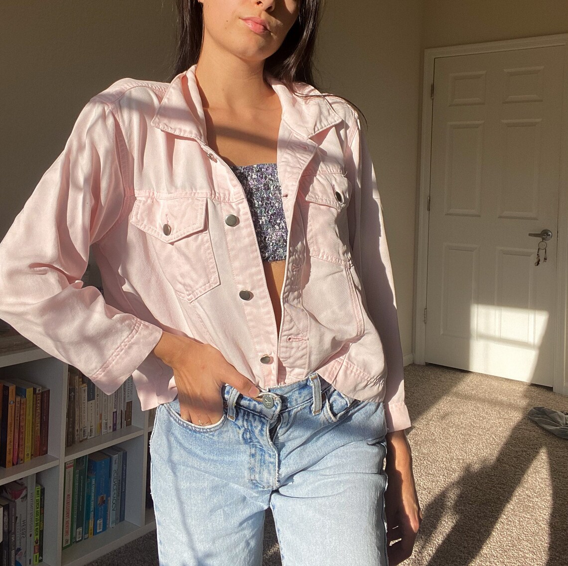 Vintage 90s Baby Pink Crop Jacket - Etsy