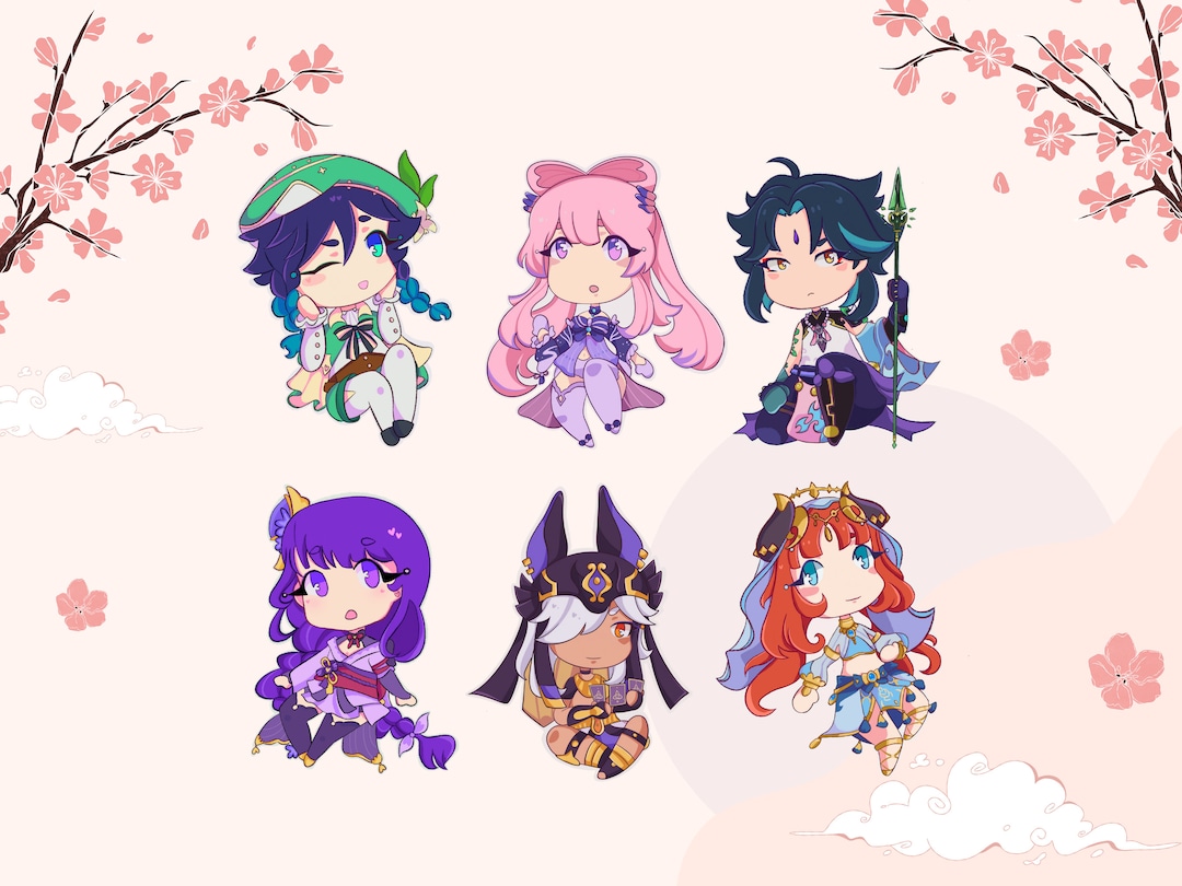 Genshin Impact Cute Weatherproof Stickers Cute Decals Laptop Sticker ...