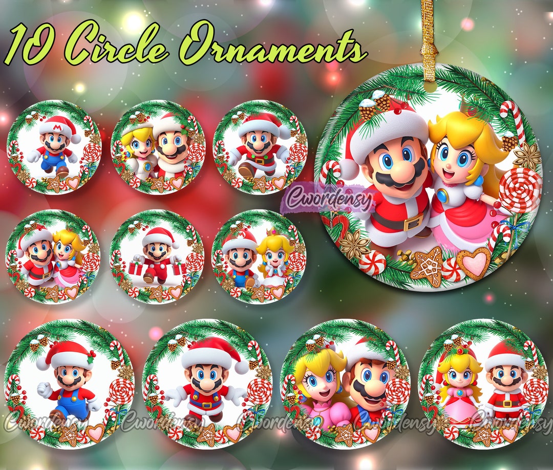 Set of 10 Premium Christmas Ornaments Cartoon Circle - Etsy
