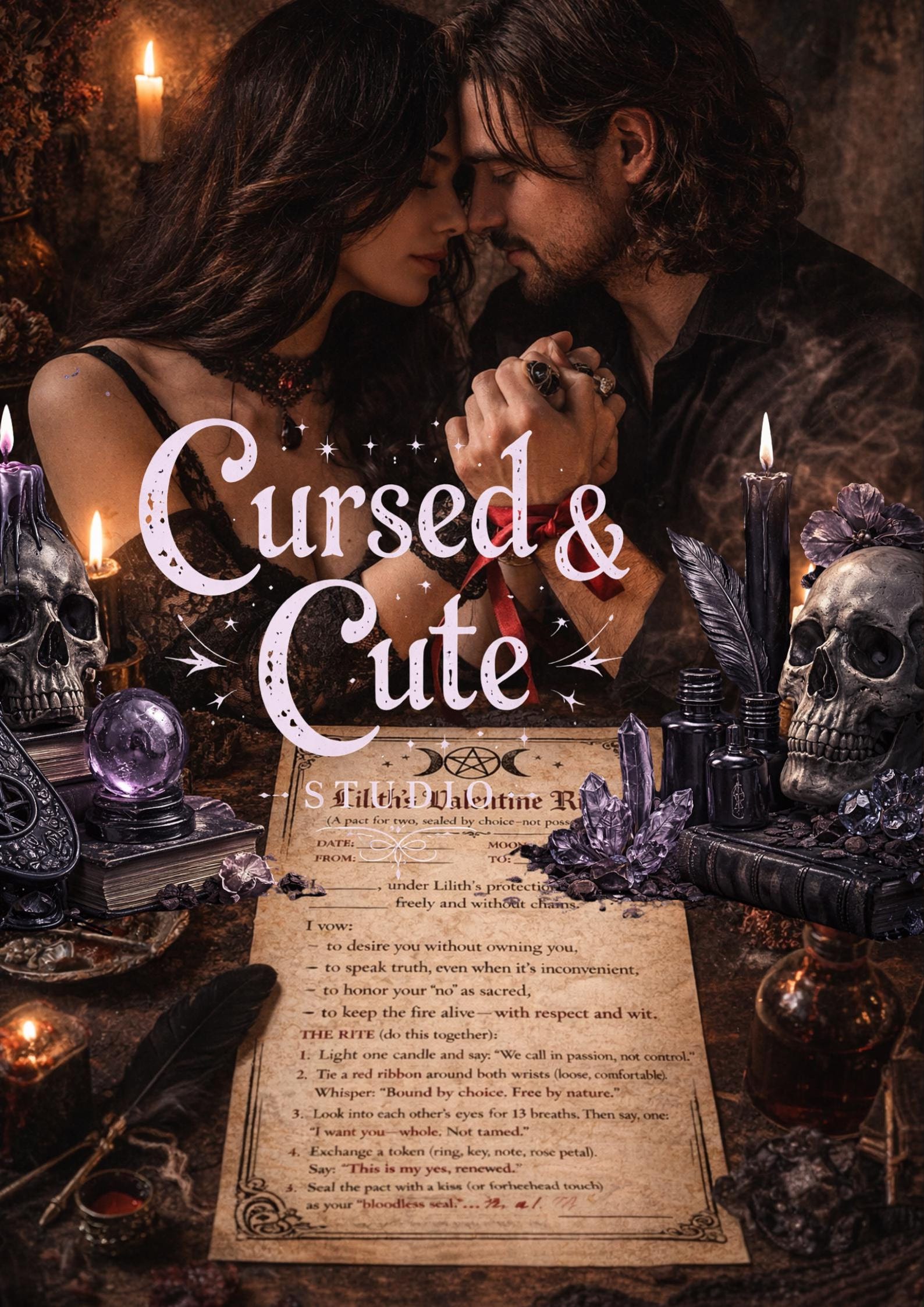 Gothic Valentine PNG Bundle (27 Files) | Dark Romance Stickers, Witch ...