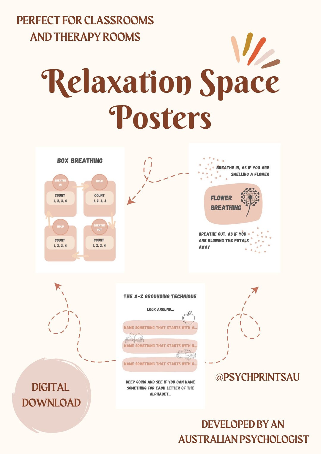 Relaxation Space Posters Classroom Relaxation Technique Digital ...