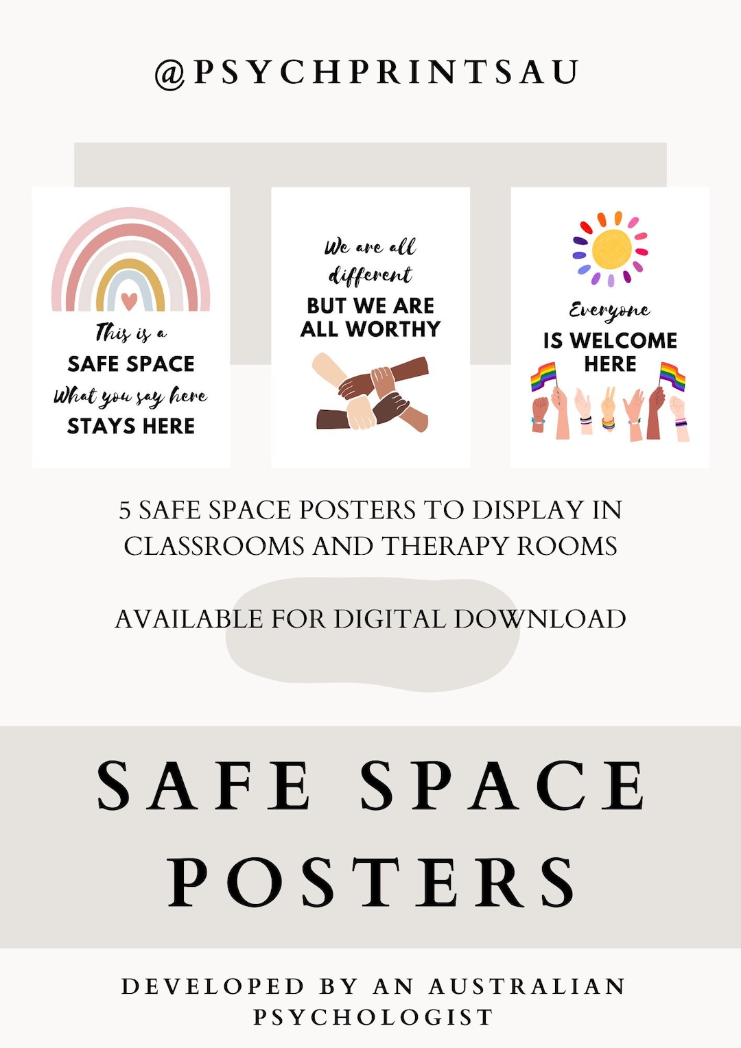 Safe Space Posters Therapy Room Classroom Safe Space for All Digital ...