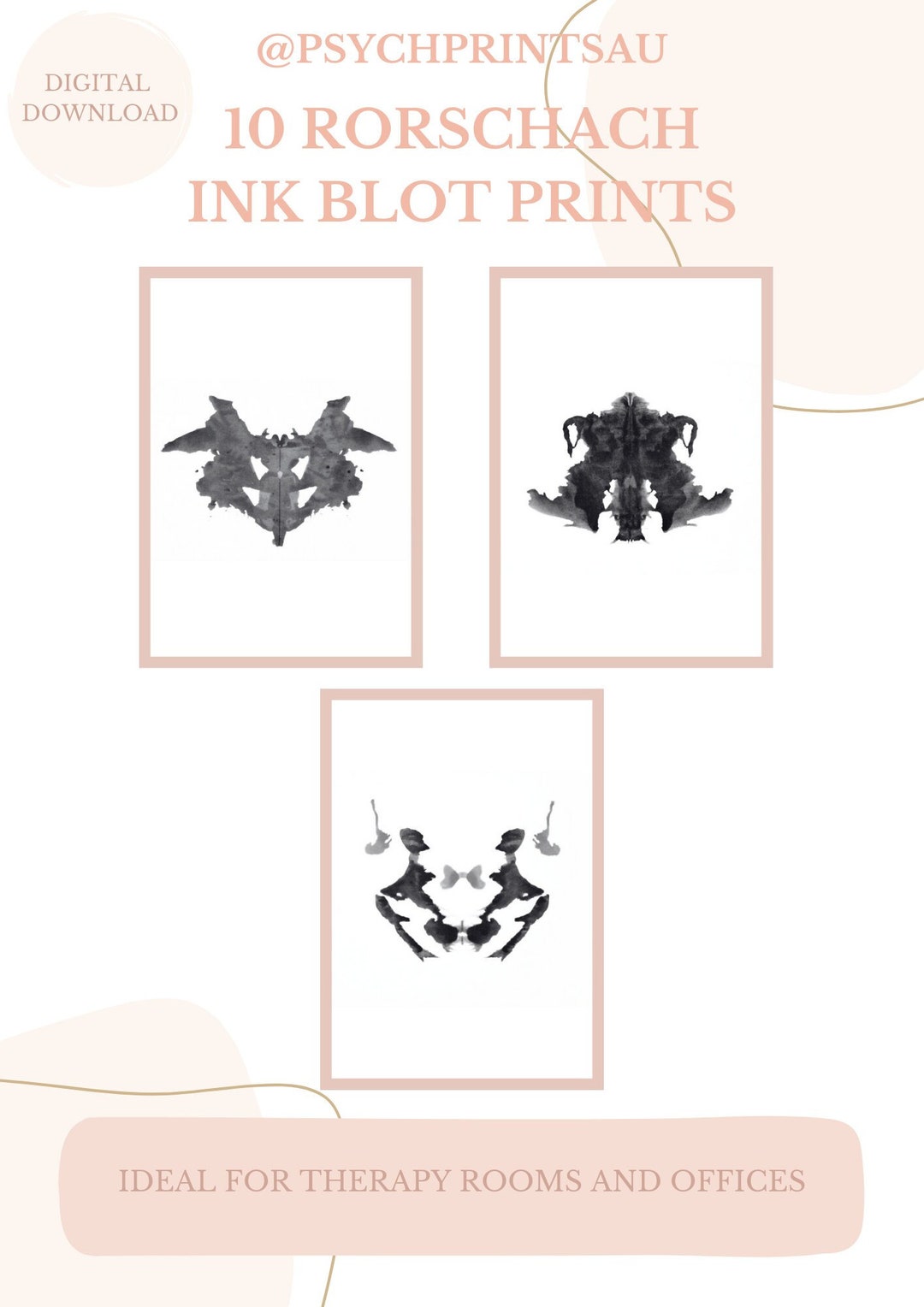 10 Rorschach Inkblot Prints Digital Download Ink Blot Prints Décor for ...