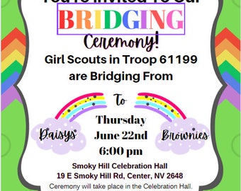 Girl Scout Bridging Ceremony Invitation Girl Scout Invitation ...