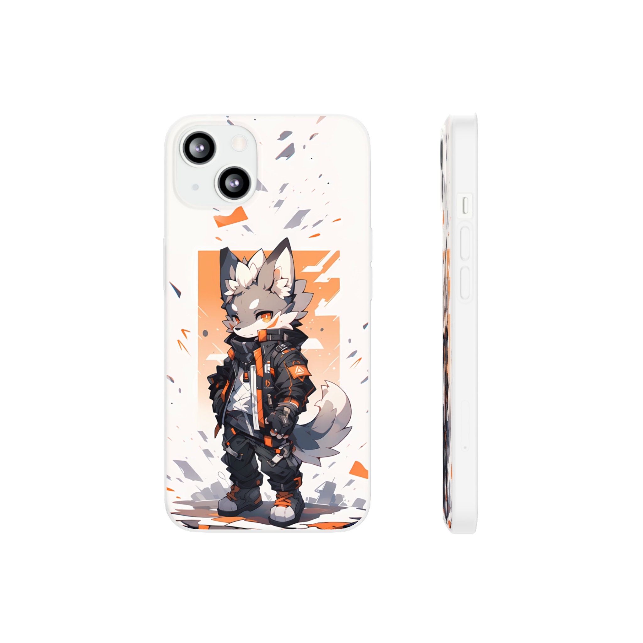 Cute Animal Phone Case, Kawaii Style Grey Wolf Guy, Chibi Anime Phone ...