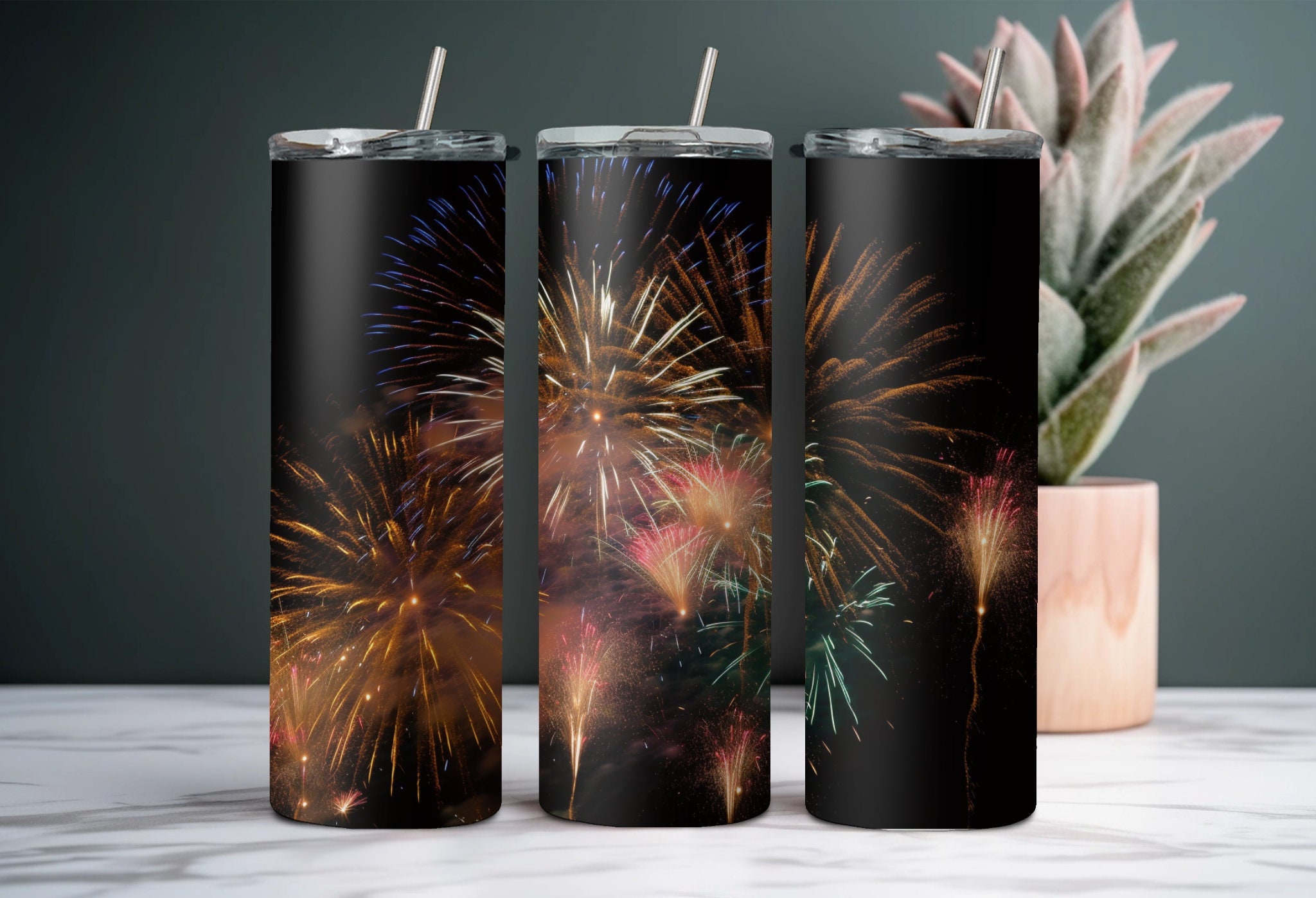Fireworks 20oz Straight Skinny Tumbler Design PNG, Fireworks ...