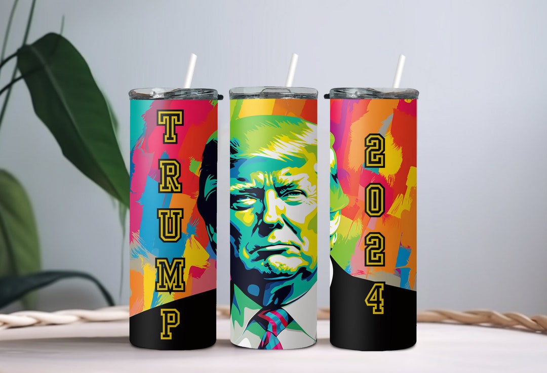 Donald Trump 2024 Pop Art, 20oz Straight Skinny Tumbler Design PNG ...