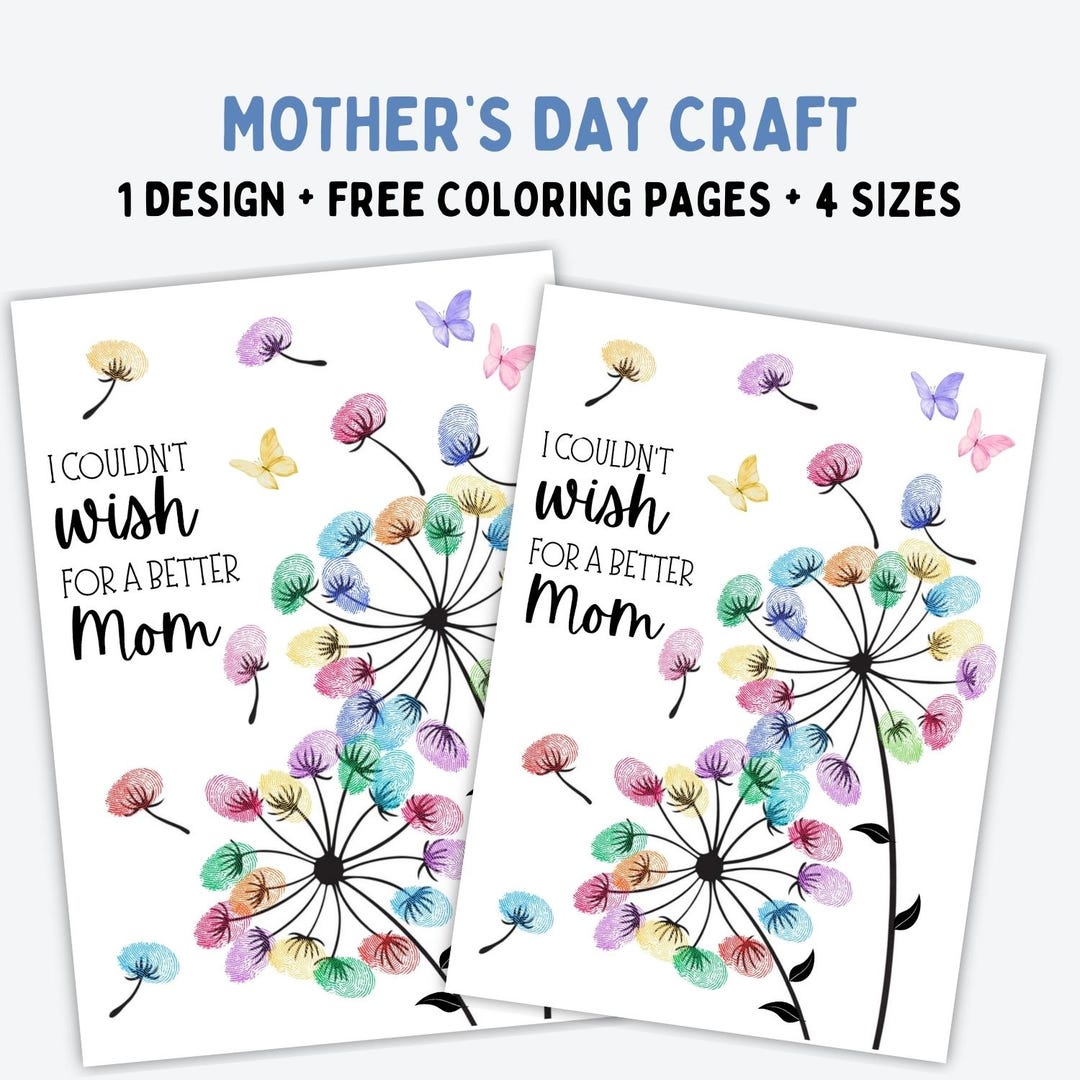 Mother's Day Dandelion Fingerprint Craft, Printable Craft for Mom ...