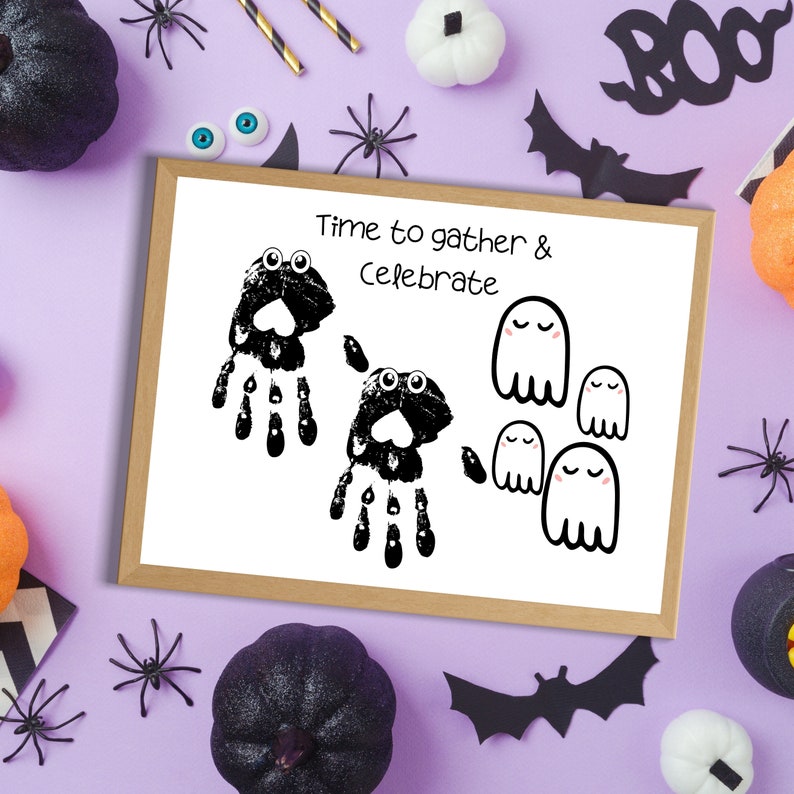 Kids Halloween Handprint Activity, Handprint Art Craft, Halloween Ghost ...