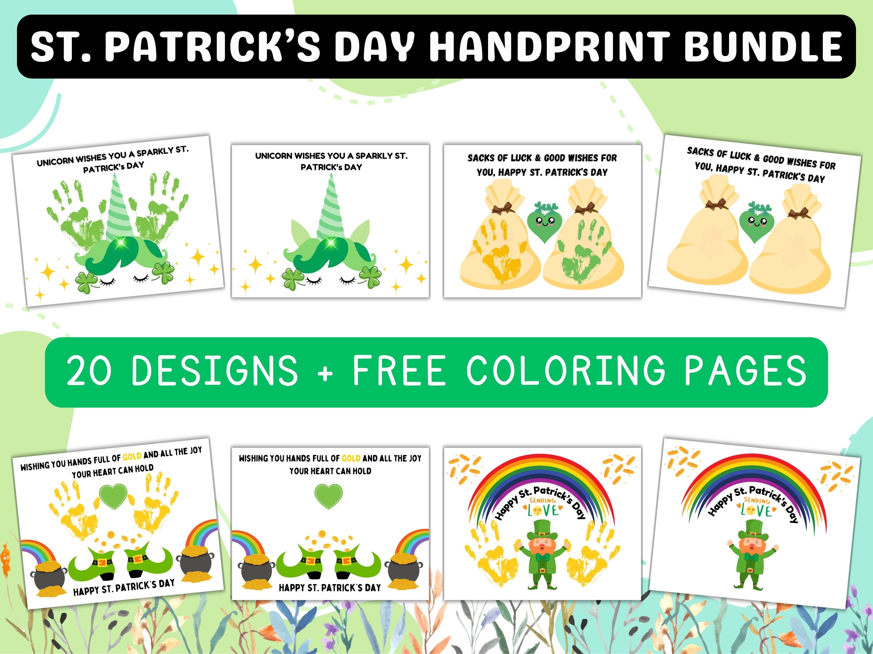 St. Patrick's Day Handprint Craft BUNDLE, Printable DIY Craft Activity ...