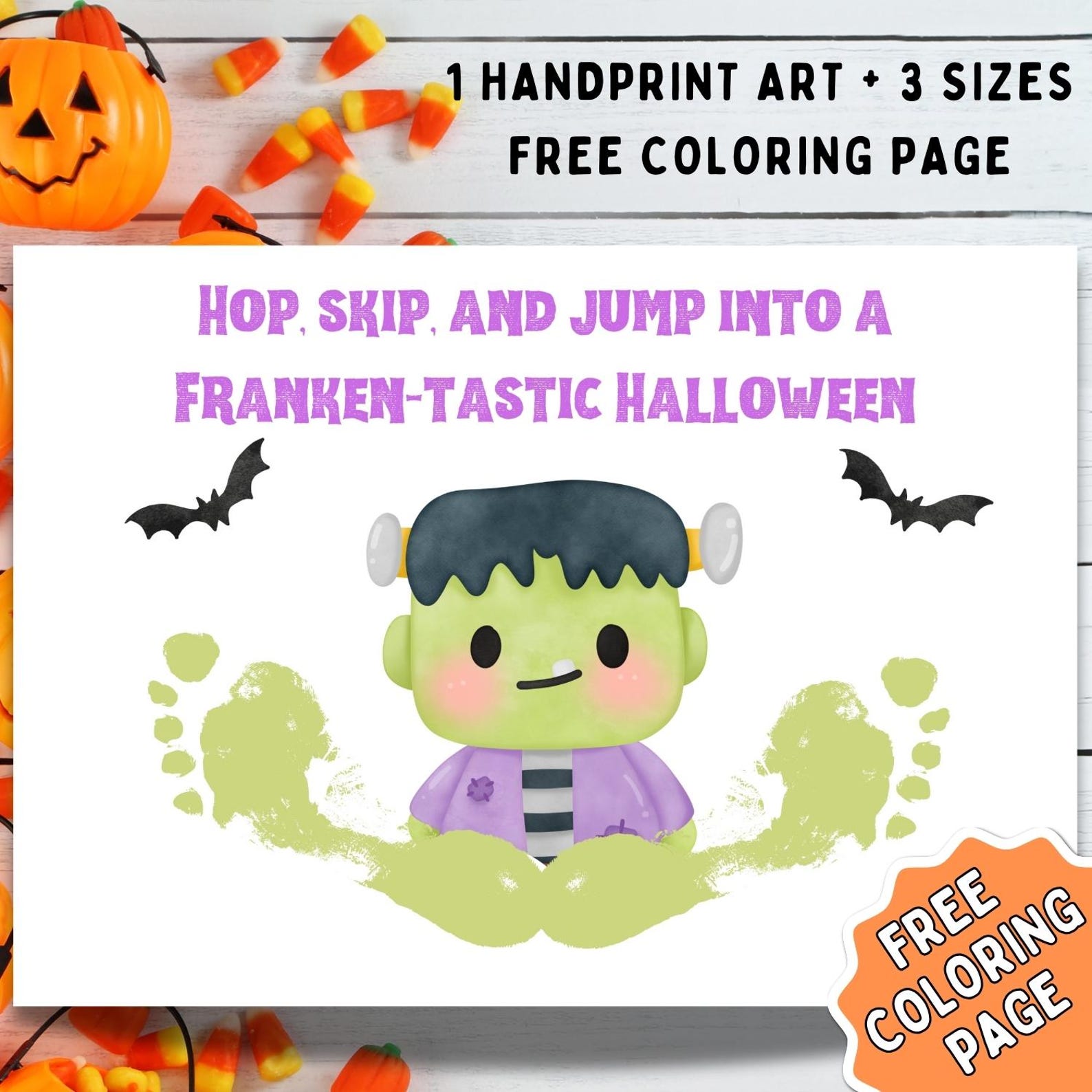 Halloween Footprint Craft, Handprint Craft for Kids, Halloween Activity ...
