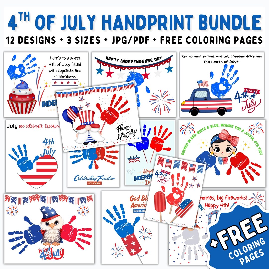 4th of July Handprint BUNDLE, Fourth of July Craft, 4th of July ...