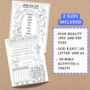 PRINTABLE Sunday School Activity BUNDLE, Sunday School Craft, Church ...