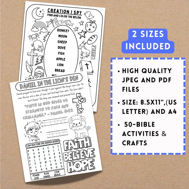 PRINTABLE Sunday School Activity BUNDLE, Sunday School Craft, Church ...