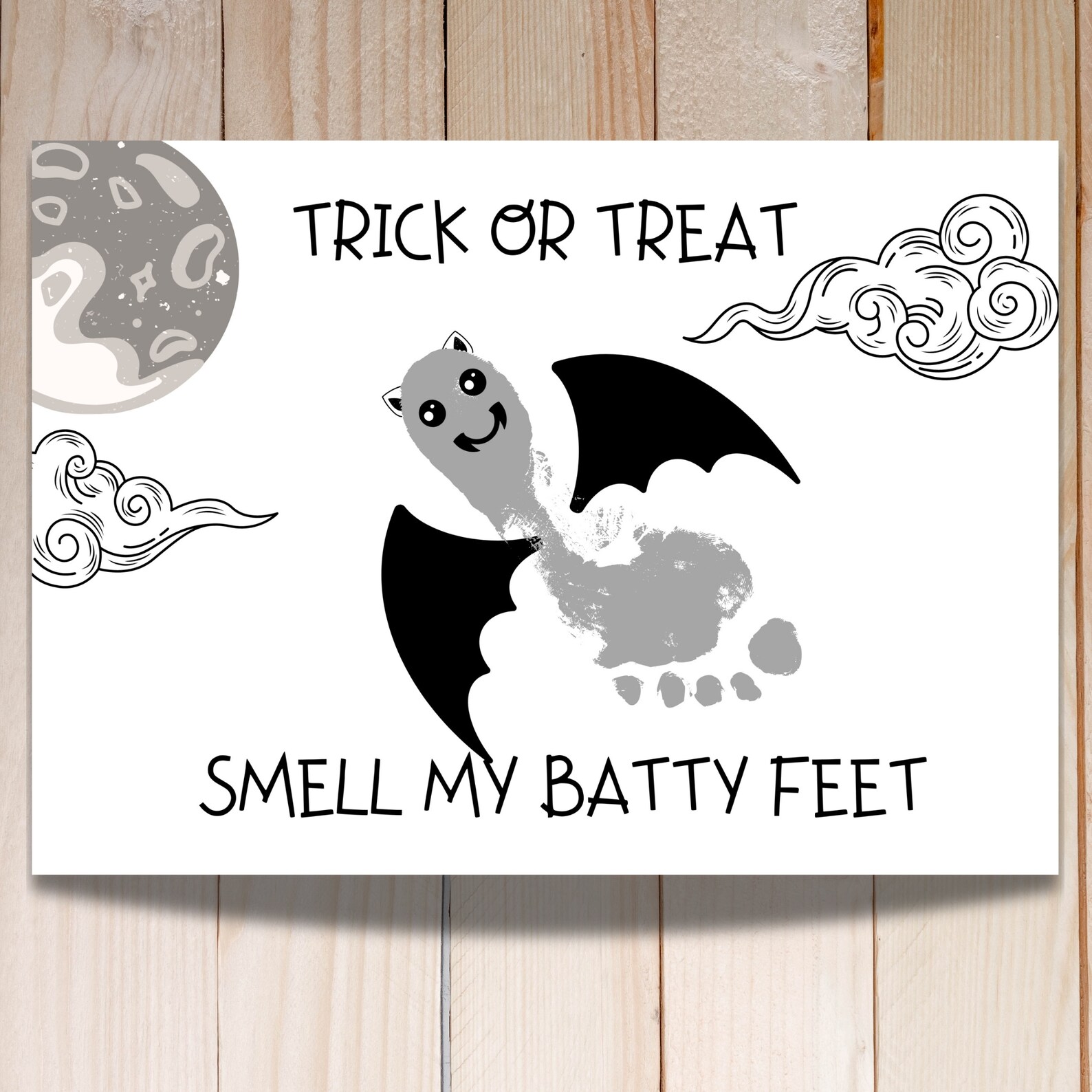 Halloween Bat Footprint Activity, Bat Footprint Art Craft, Halloween ...