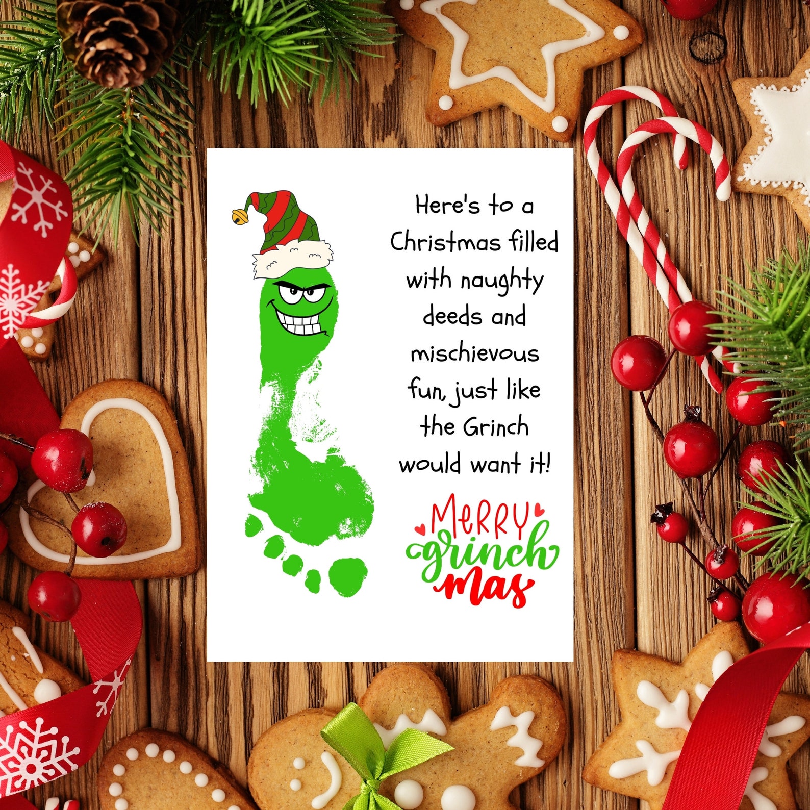 Christmas Handprint Art for Kids, Grinch Handprint Craft Keepsake ...