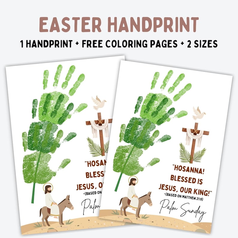 Palm Sunday Hand Print Craft, Christian Holy Week Activity (digital ...