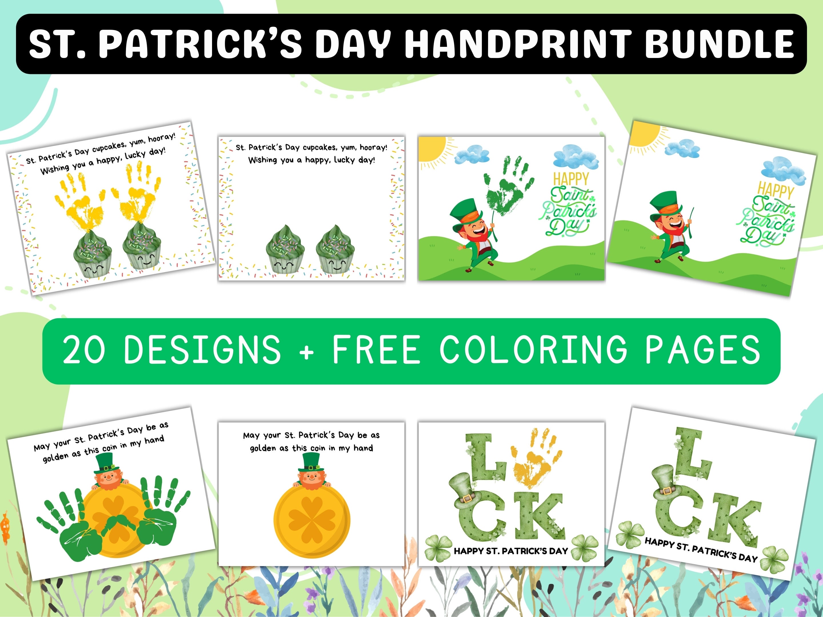 St. Patrick's Day Handprint Craft BUNDLE, Printable DIY Craft Activity ...