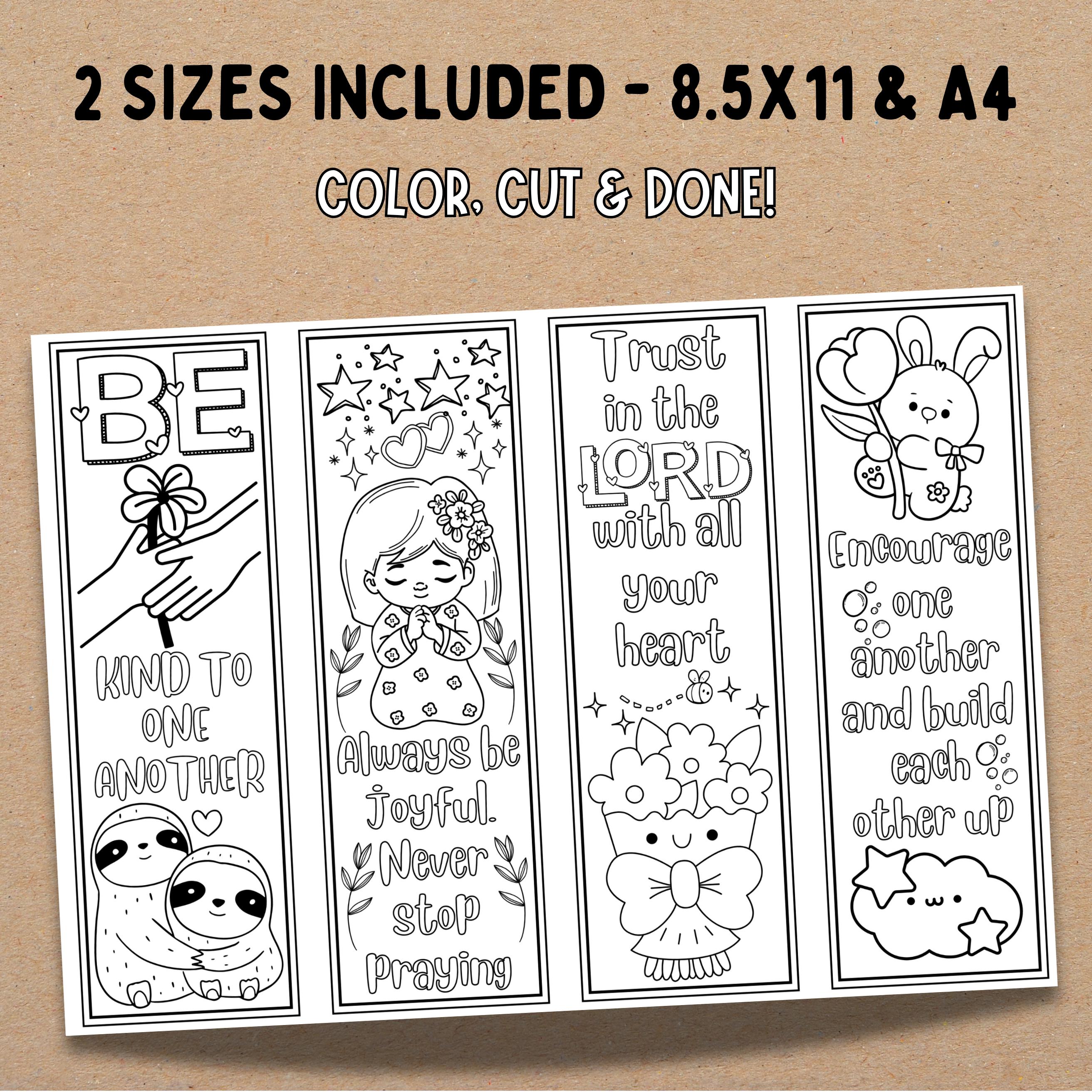 Bible Based Coloring Bookmarks Kids, DIY Bible Verse Activity ...