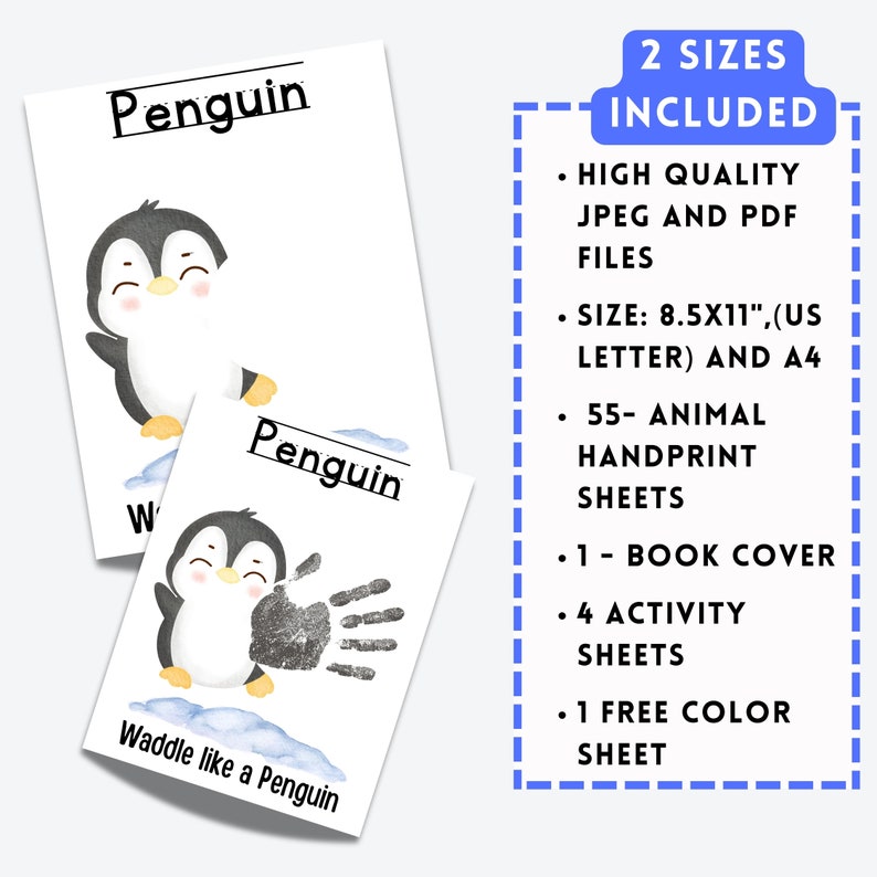 55 Animal Movement Handprint Art BUNDLE for Toddlers, Preschoolers ...