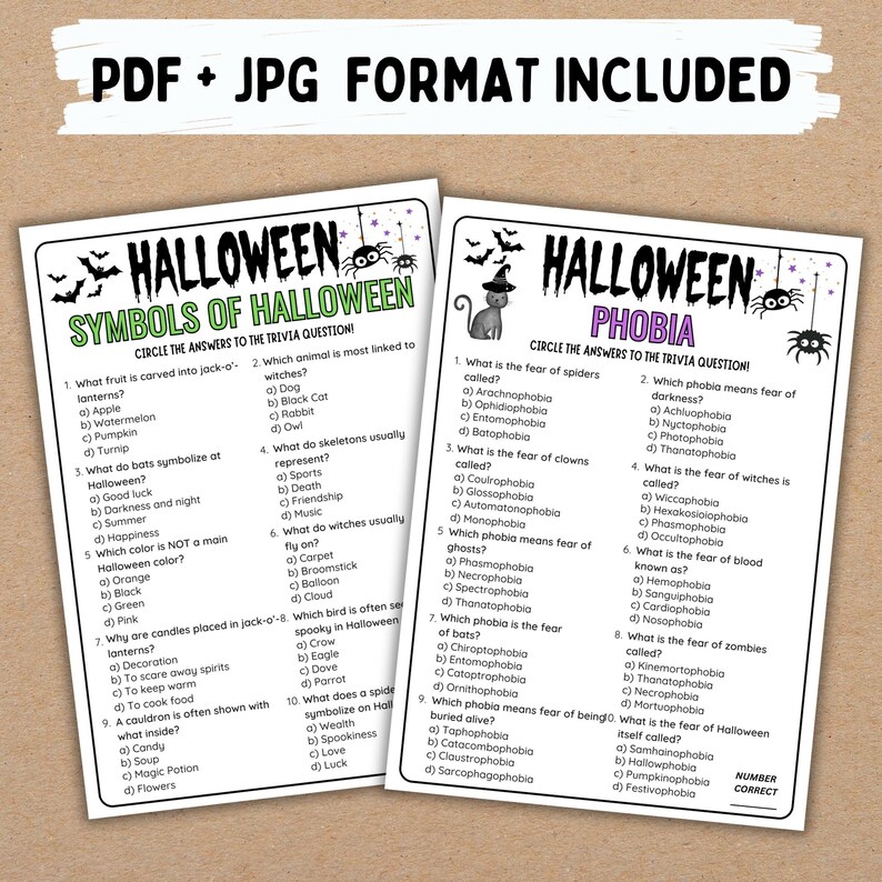 Halloween Trivia Game, PRINTABLE Halloween Trivia Quiz for Kids Adults ...
