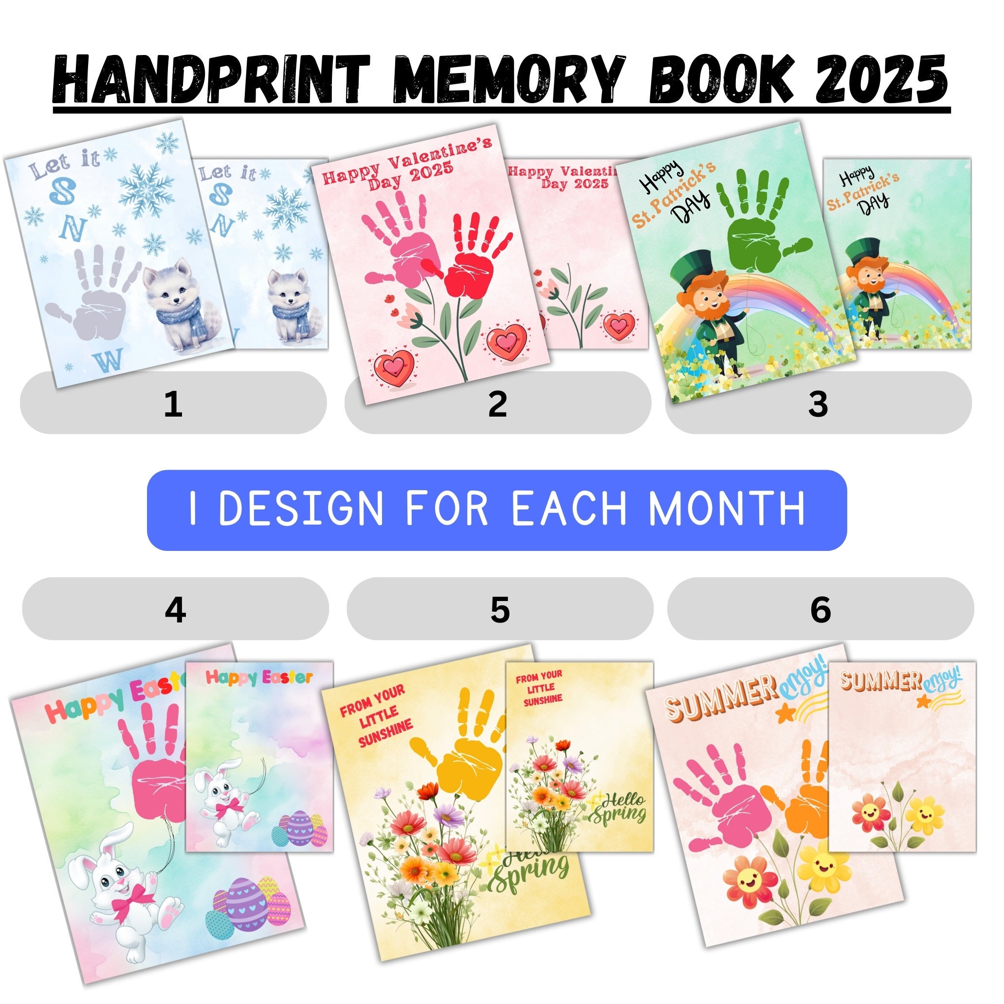2025 Handprint Memory Book With Calendar, Handprint Art, Craft ...