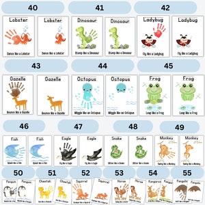 55 Animal Movement Handprint Art BUNDLE for Toddlers, Preschoolers ...