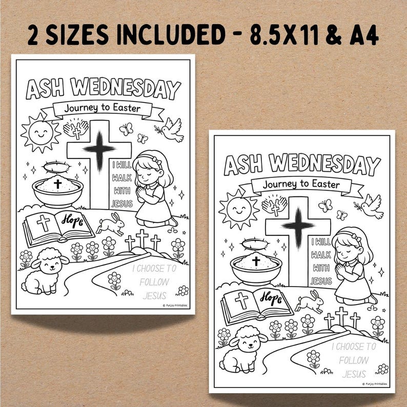 Ash Wednesday Coloring Page PRINTABLE, Catholic Lent Activity, Journey ...