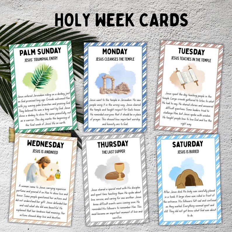 PRINTABLE Holy Week Cards, Easter Story Cards, Easter Advent, Easter ...