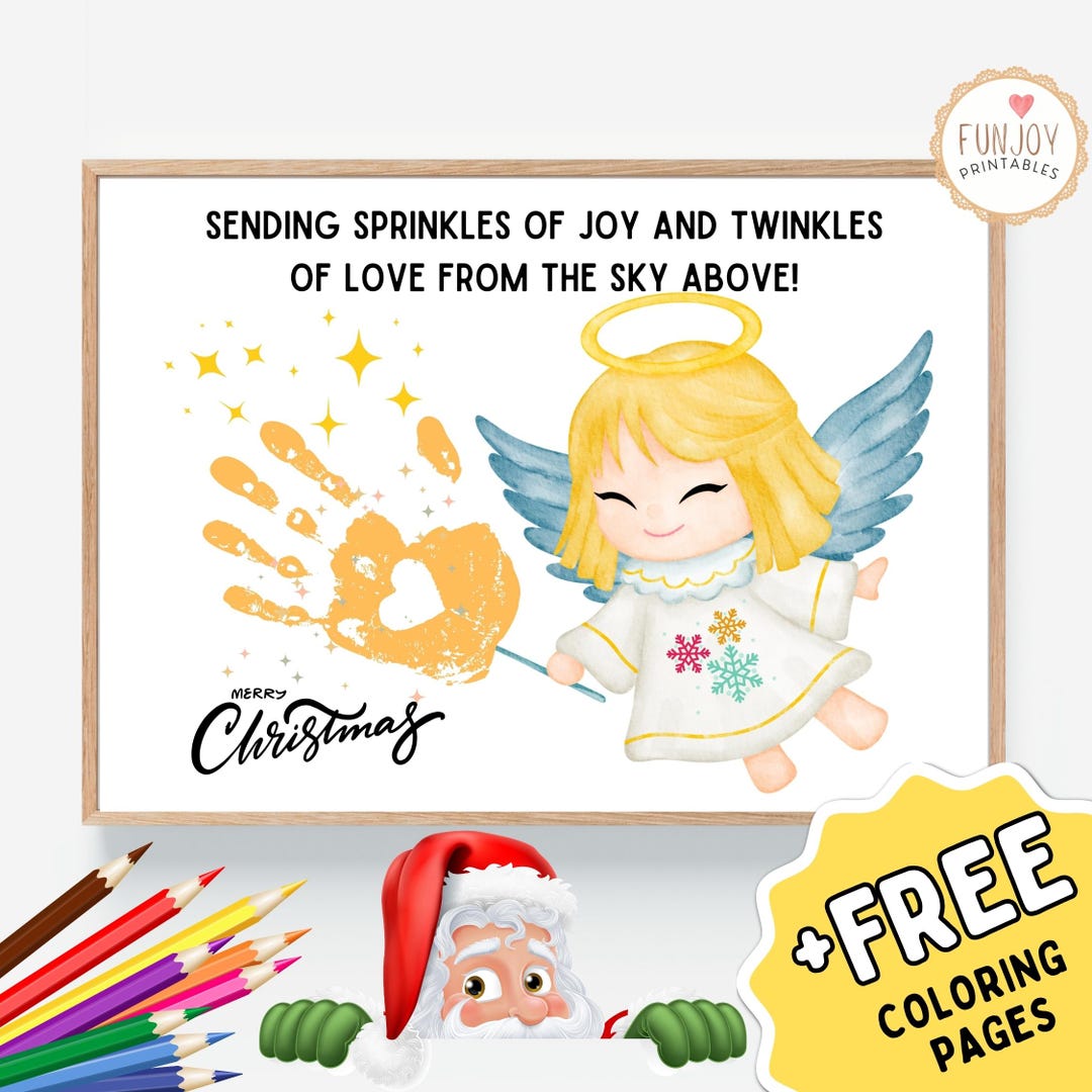 Christmas Angel Handprint Template, Holiday Handprint Art, Preschool ...