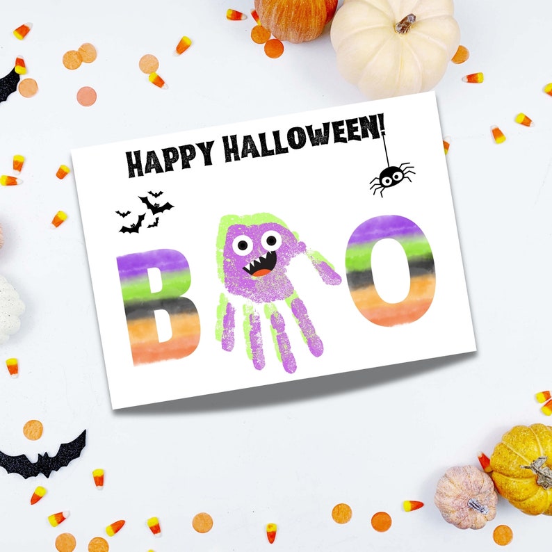 DIY Halloween Boo Handprint Art, Cute BOO Handprint Craft, Handprint ...
