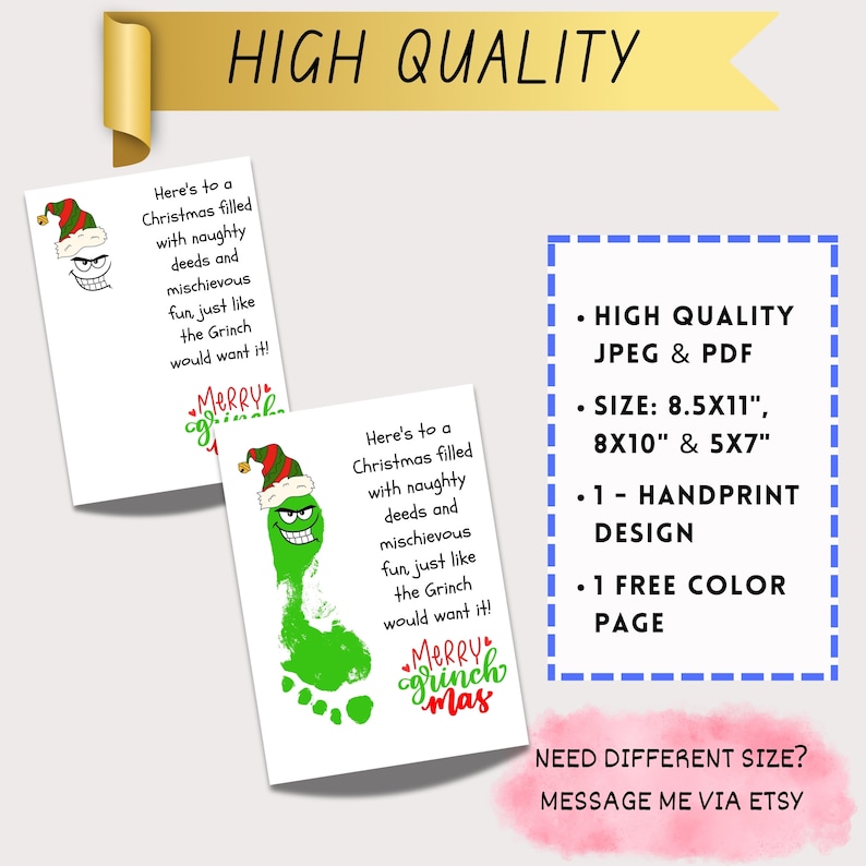 Christmas Handprint Art for Kids, Grinch Handprint Craft Keepsake ...