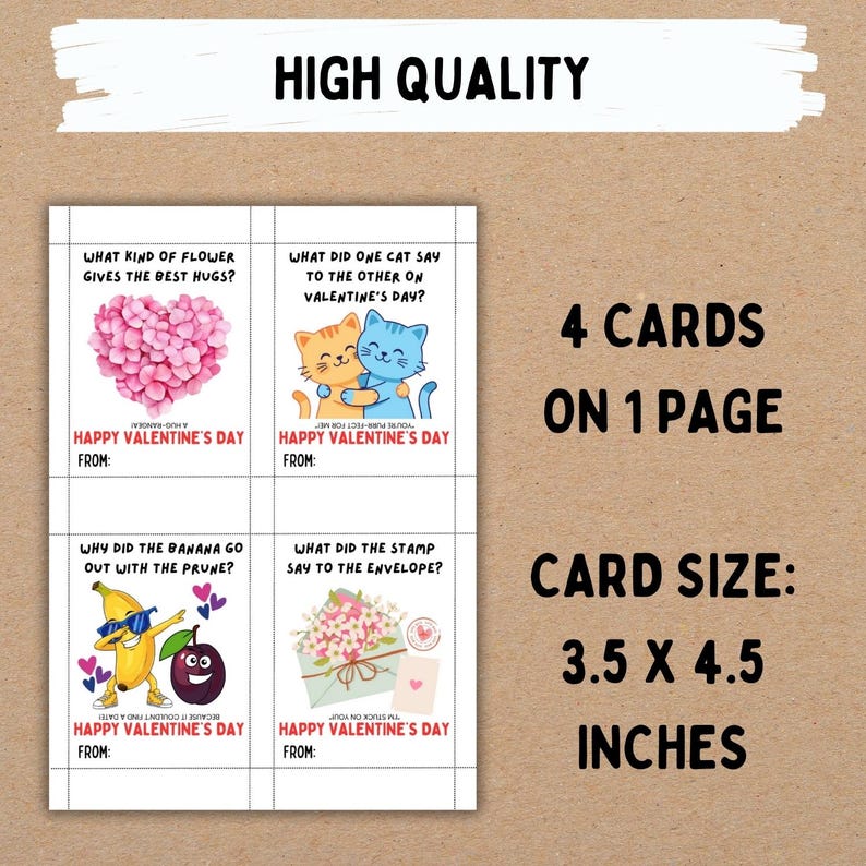 Valentine's Day Joke Cards for Kids, Classroom Exchange (instant ...