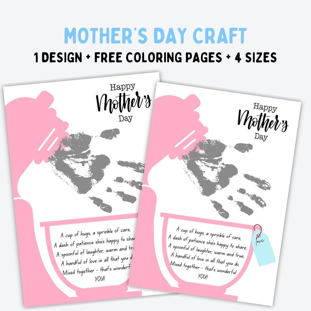 Mother’s Day Handprint Kitchen Mixer Craft Printable, Gift for Mom Kids ...