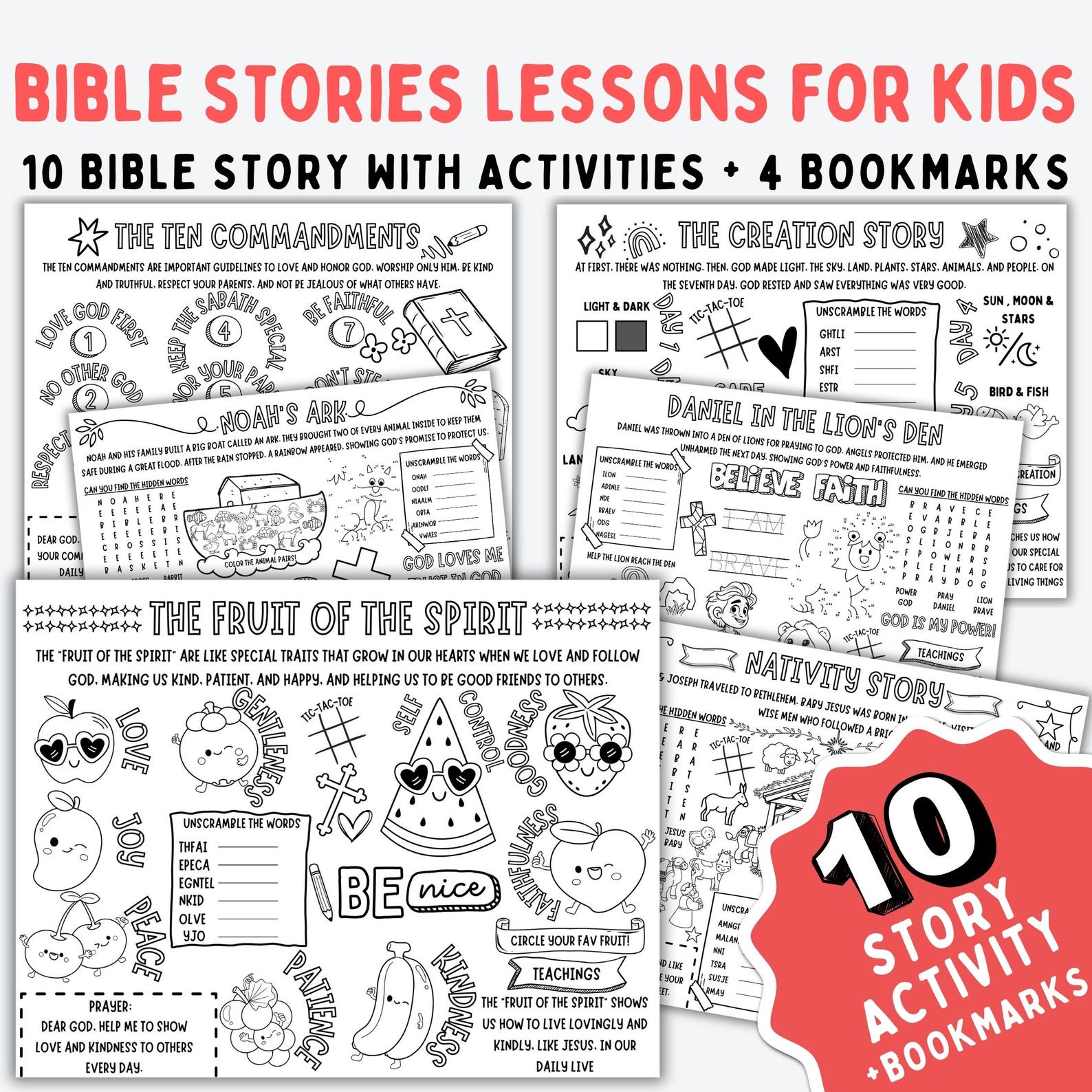 PRINTABLE Bible Stories Kids, Bible Coloring Page Kids, Bible Activity ...