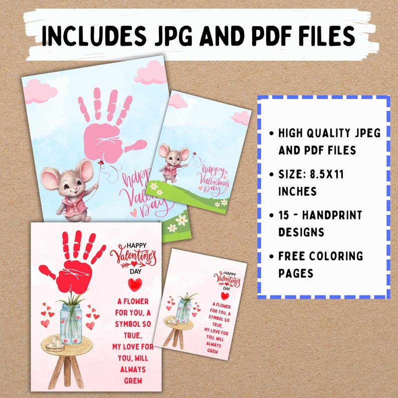 Printable Valentines Day Handprint Craft, Keepsake Art, Toddler ...
