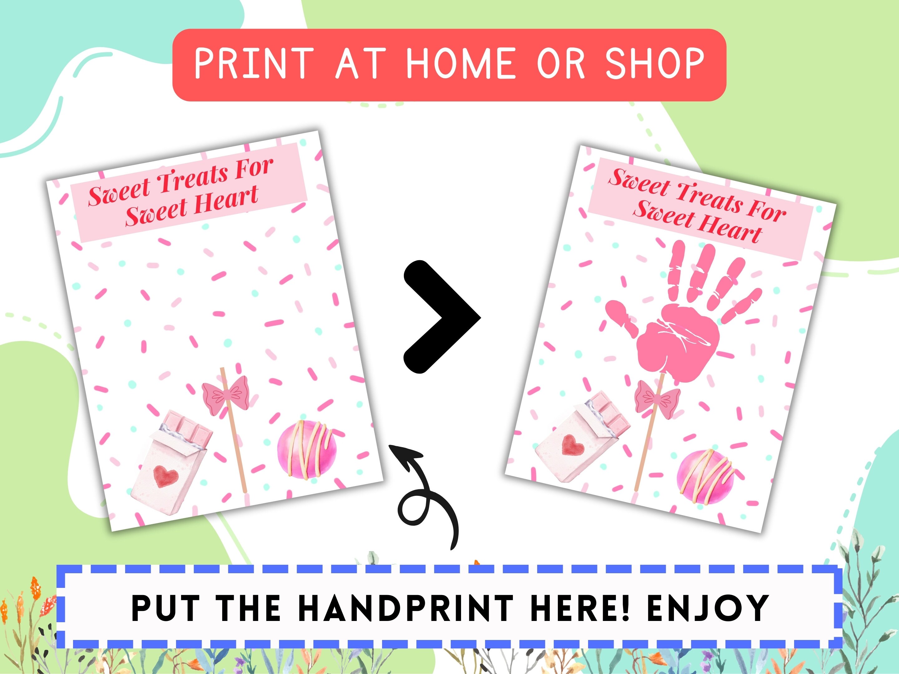 Printable Valentines Day Handprint Craft, Keepsake Art, Toddler ...
