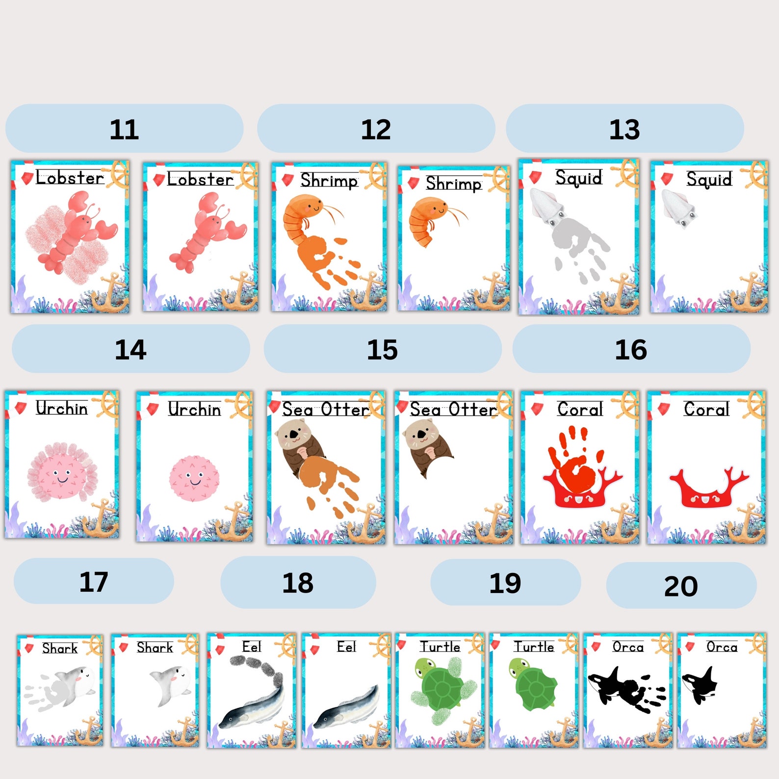 Sea Animals Handprint Craft, Undersea Handprint, Classroom Nursery ...